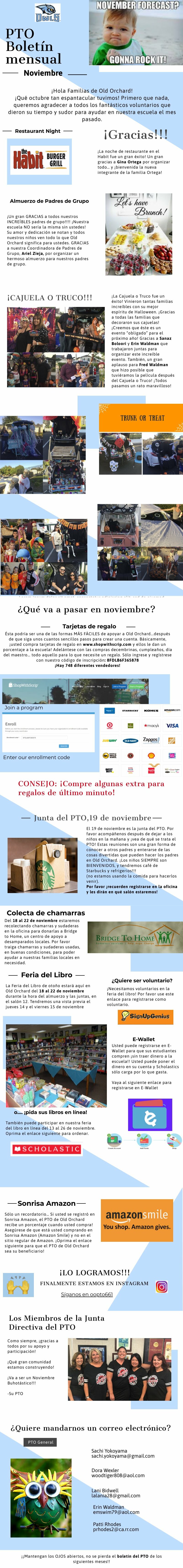 PTO Spanish Newsletter November 2019 -Spanish | Piktochart Visual Editor