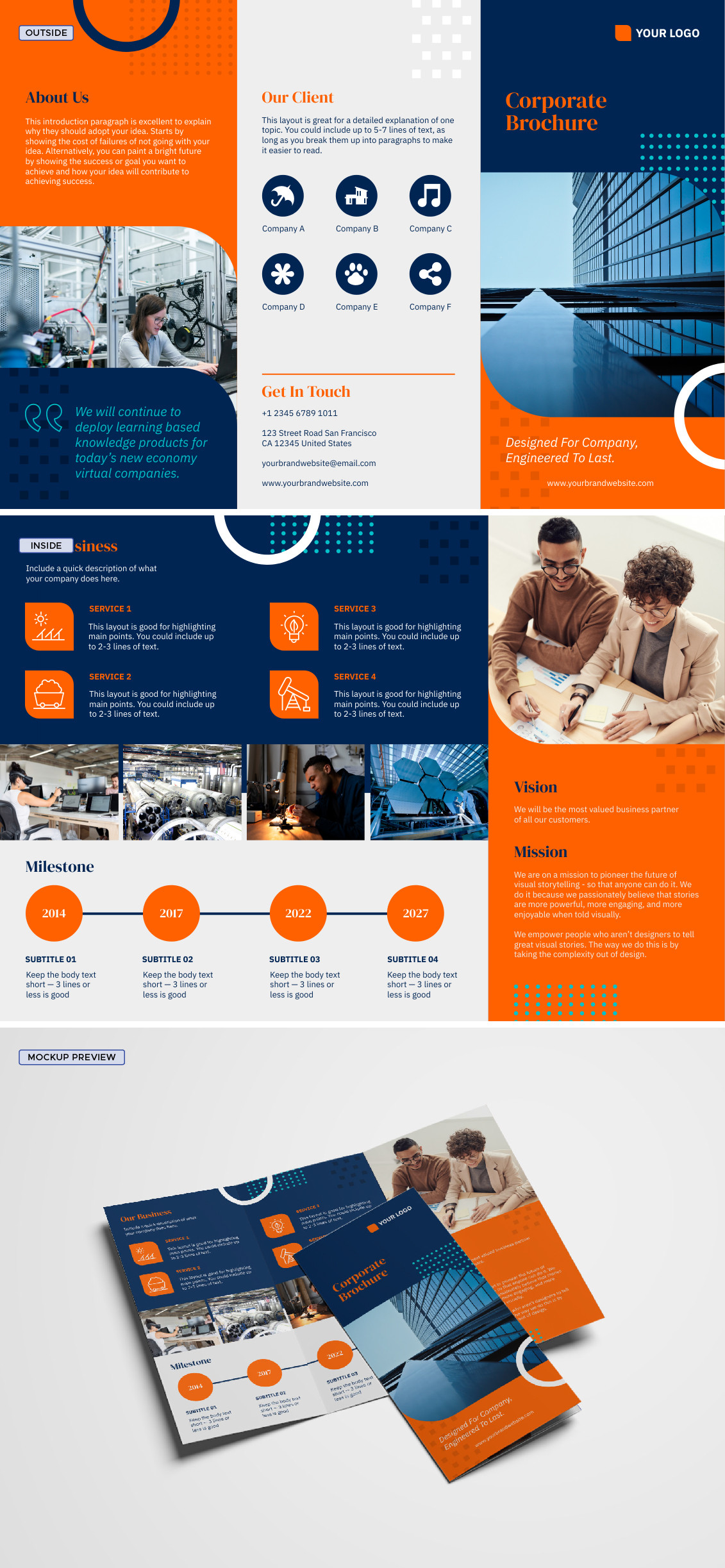 Corporate Trifold Brochure Free Brochure Template Piktochart