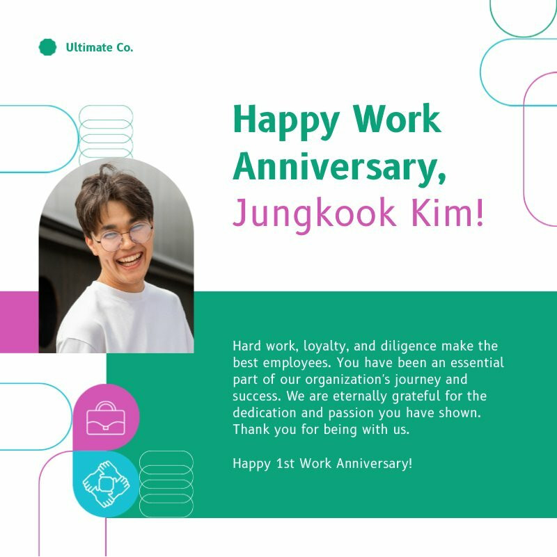 Happy 1 Year Work Anniversary Instagram Post Free Social Media 
