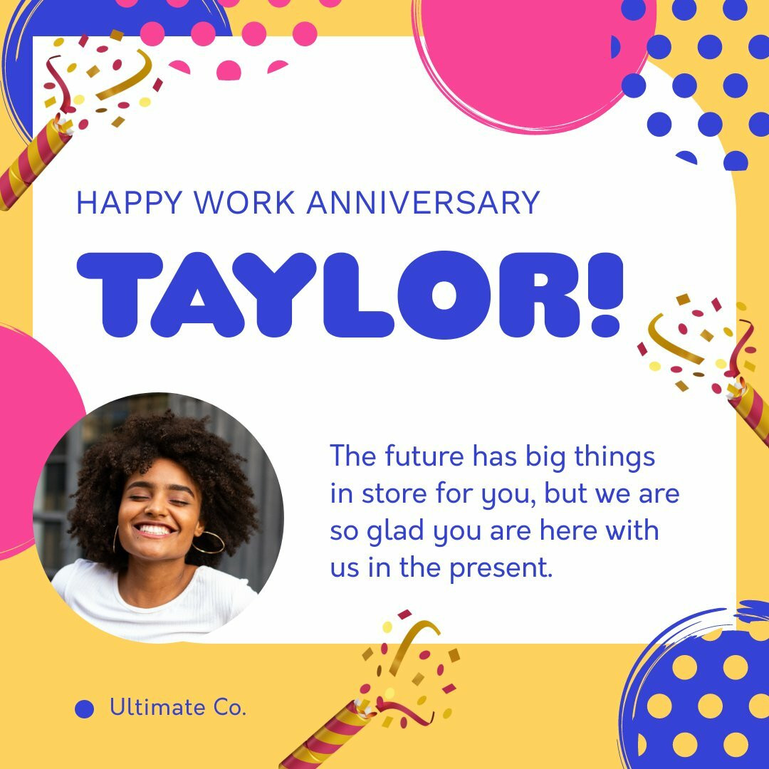 Happy 1 Year Work Anniversary Linkedin Post Free Social Media