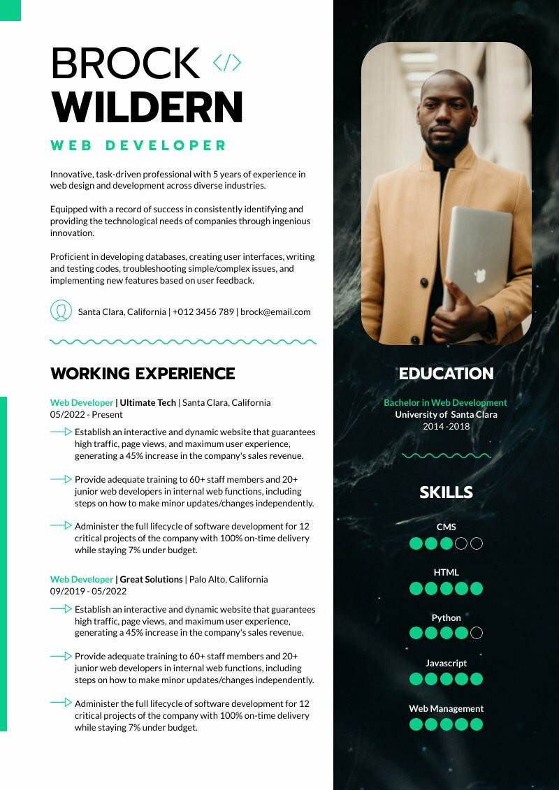 Modern Tech Resume Piktochart
