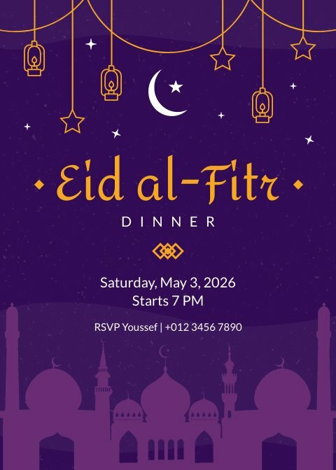 Purple Eid Invitation - Piktochart