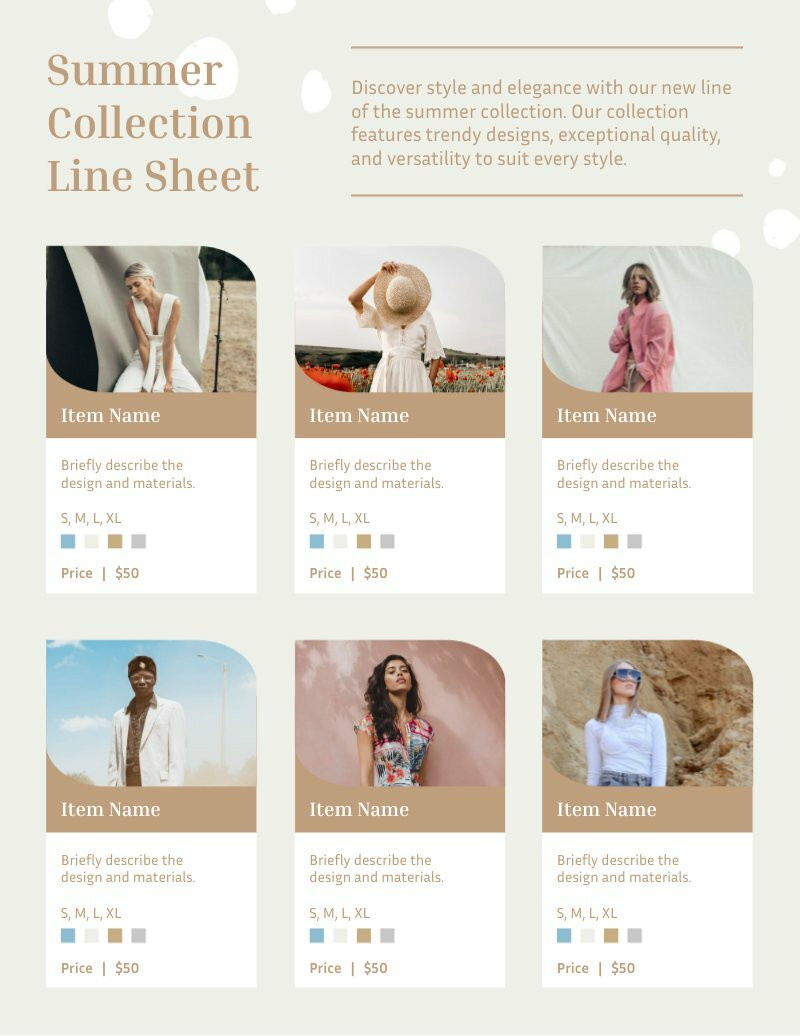 Line Sheet - Piktochart