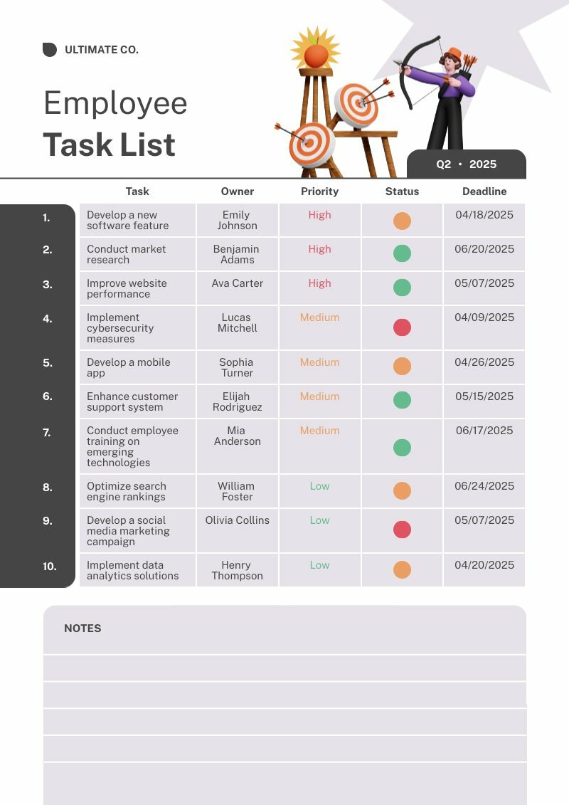 Modern Employee Task List - Piktochart
